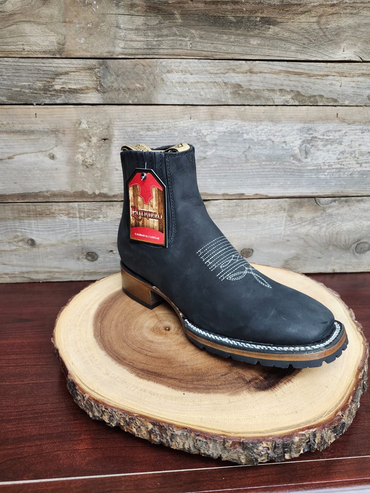 El Potrillo 911 Black Suede Charro Square toe Suela de Tractor | Pa'l ...